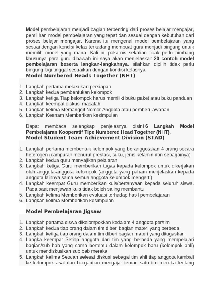 Model-Model Pembelajaran | PDF