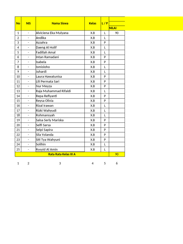 Rapor Siswa Kelas X.B | PDF