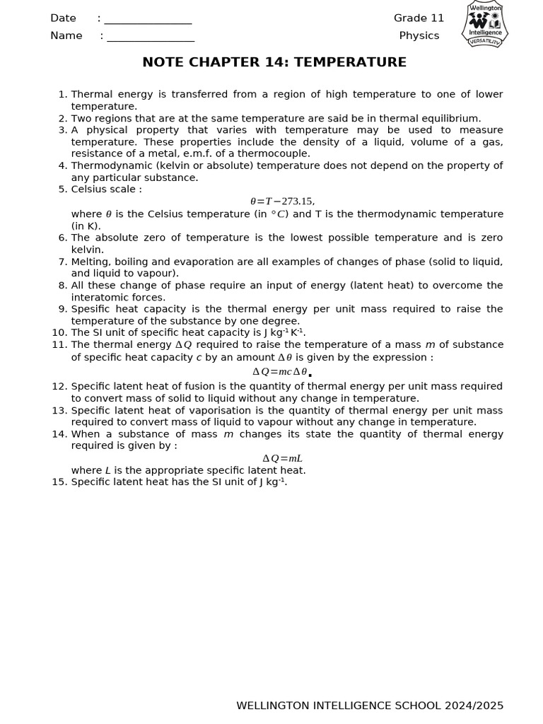 G11 Physics Note Chapter 14 | PDF