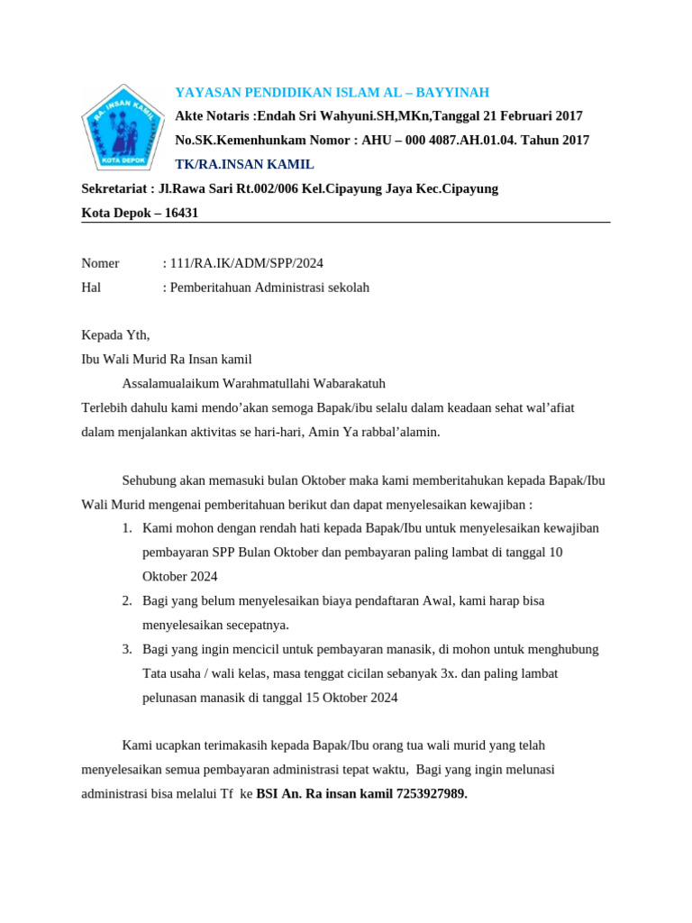 CONTOH Dokument Bulanan Ra | PDF