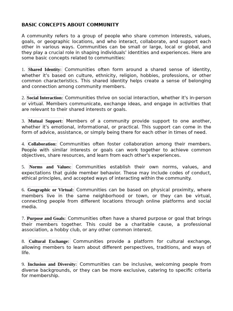 Basic Concepts About Community | PDF | Community | Identity (Social ...
