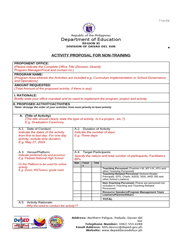 DepEd Activity Proposal Template | PDF | Career & Growth