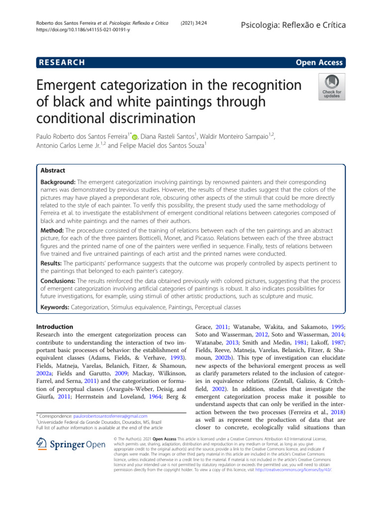 Emergent Categorization in The Recognition of Black and White Paintings ... Emergent Categorization in The Recognition of Black and White Paintings ...