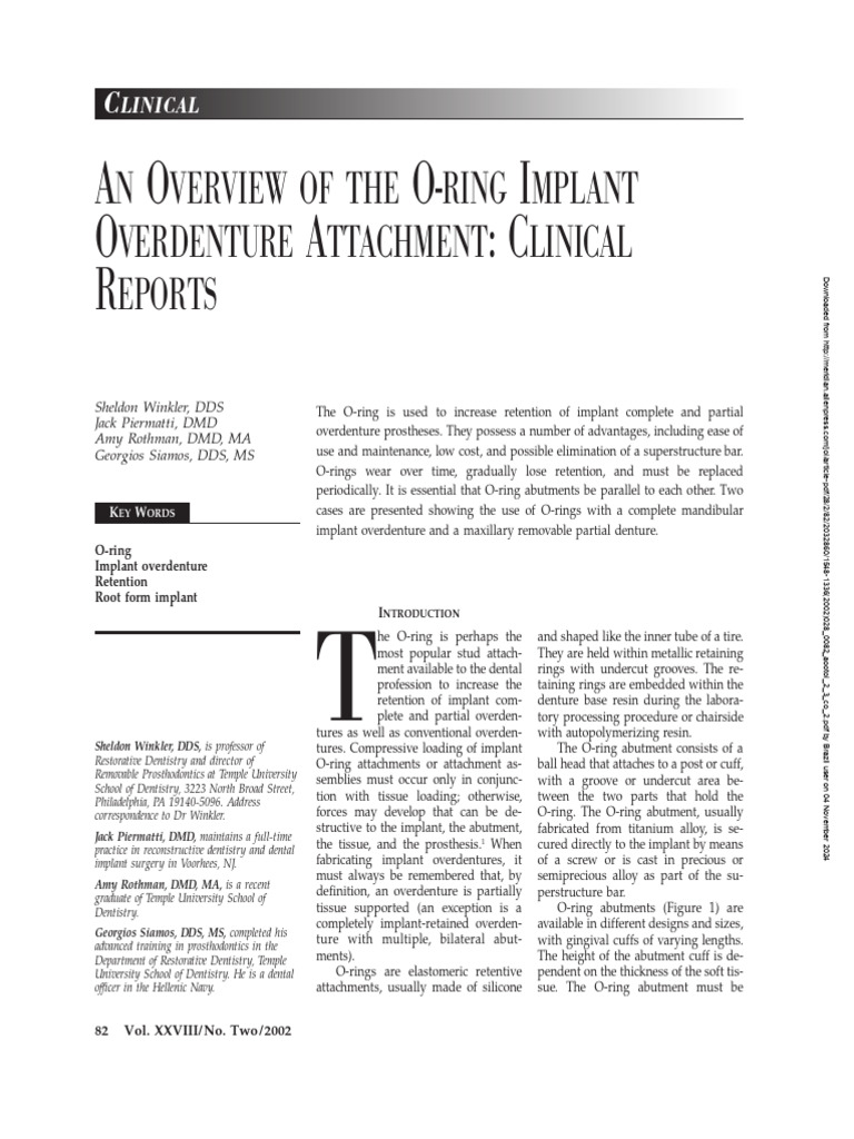 An Overview of The O-Ring Implant Overdenture Attachment:clinical ...
