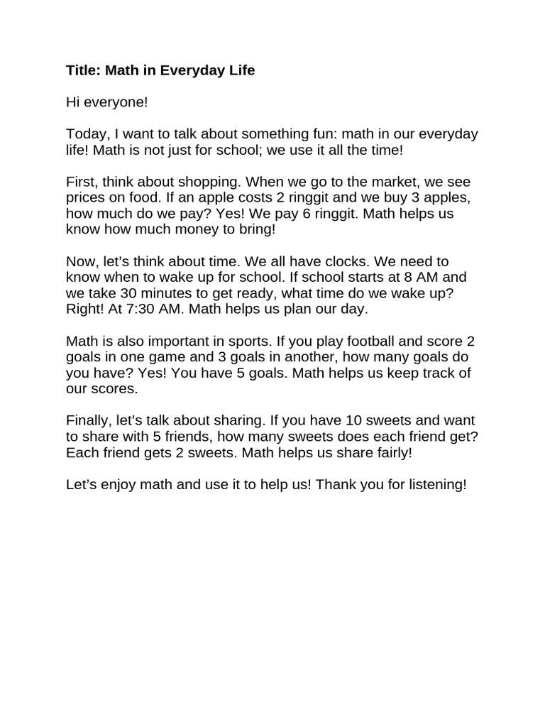 Title: Math in Everyday Life | PDF | Games & Activities
