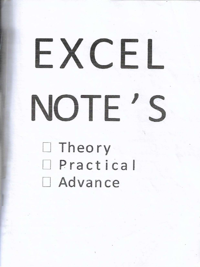 Microsoft Excel Theory, Practical Notes | PDF