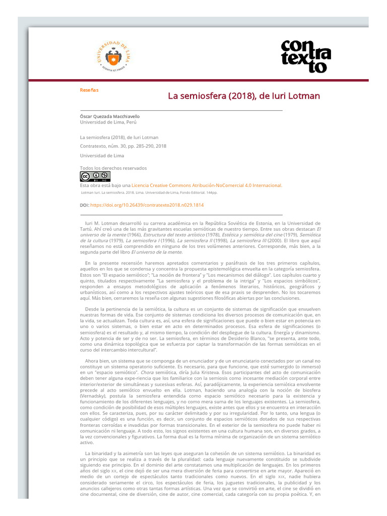 La Semiosfera (2018), de Iuri Lotman | PDF | Semiótica | Educación en ...