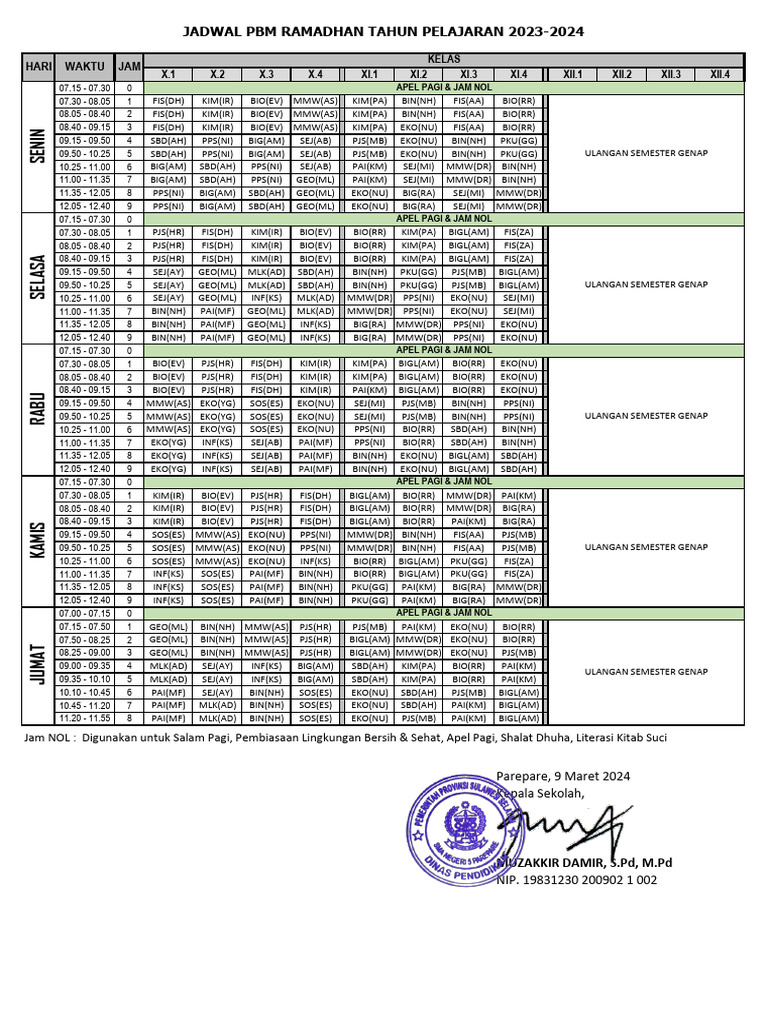 Jadwal PBM Ramadhan 2024 | PDF