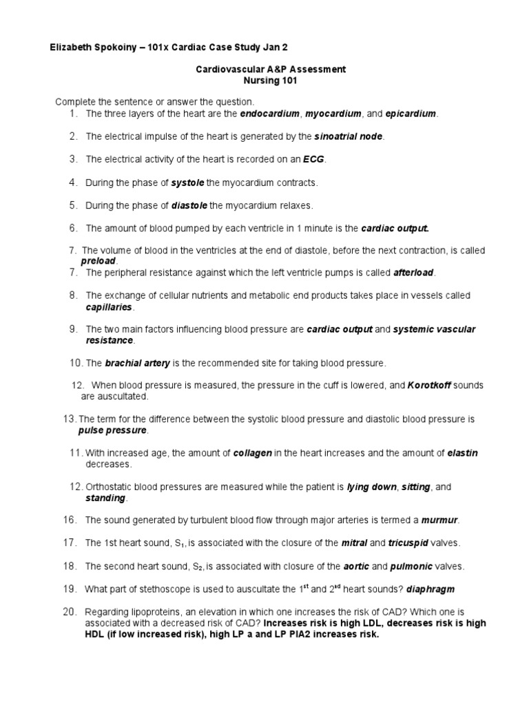 Cardiovascular Case Study Jan 2 101x | PDF | Heart | Blood Pressure