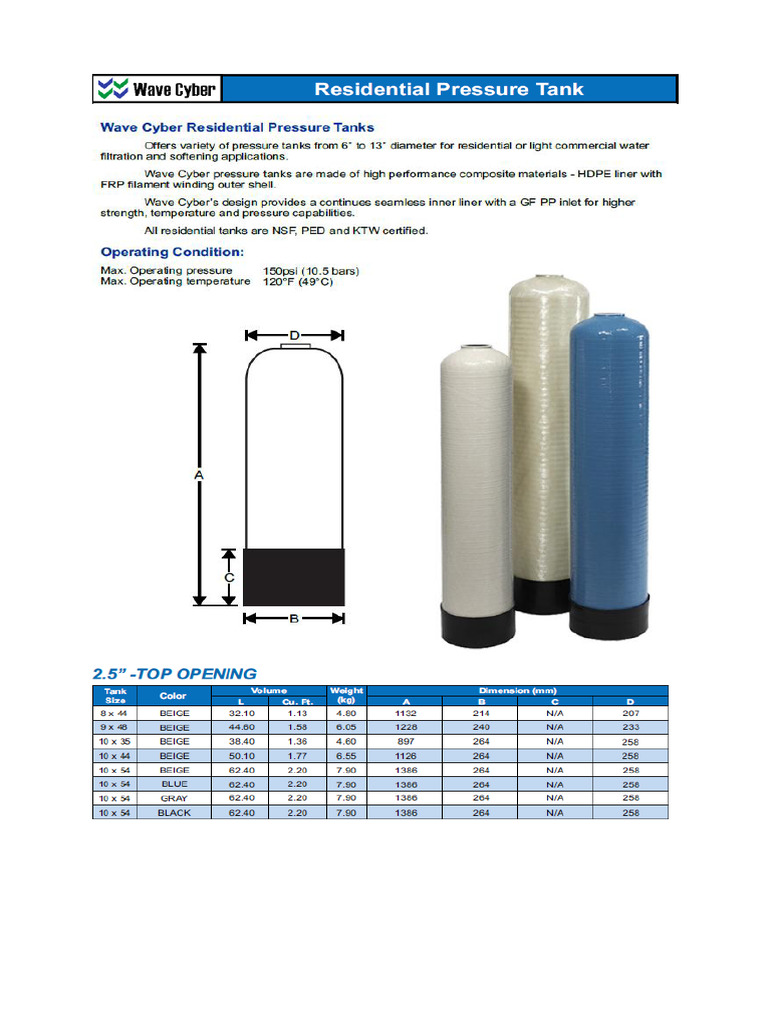 ( WAVE CYBER ) FRP TANK - DIMENSION | PDF
