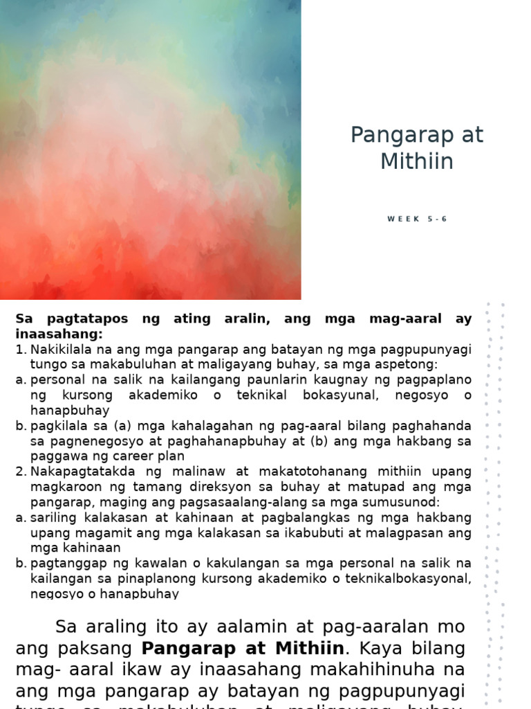 Q3 W5-6 Pangarap at Mithiin | PDF