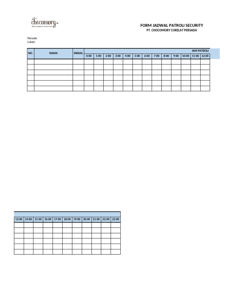 Form Jadwal Patroli Security | PDF