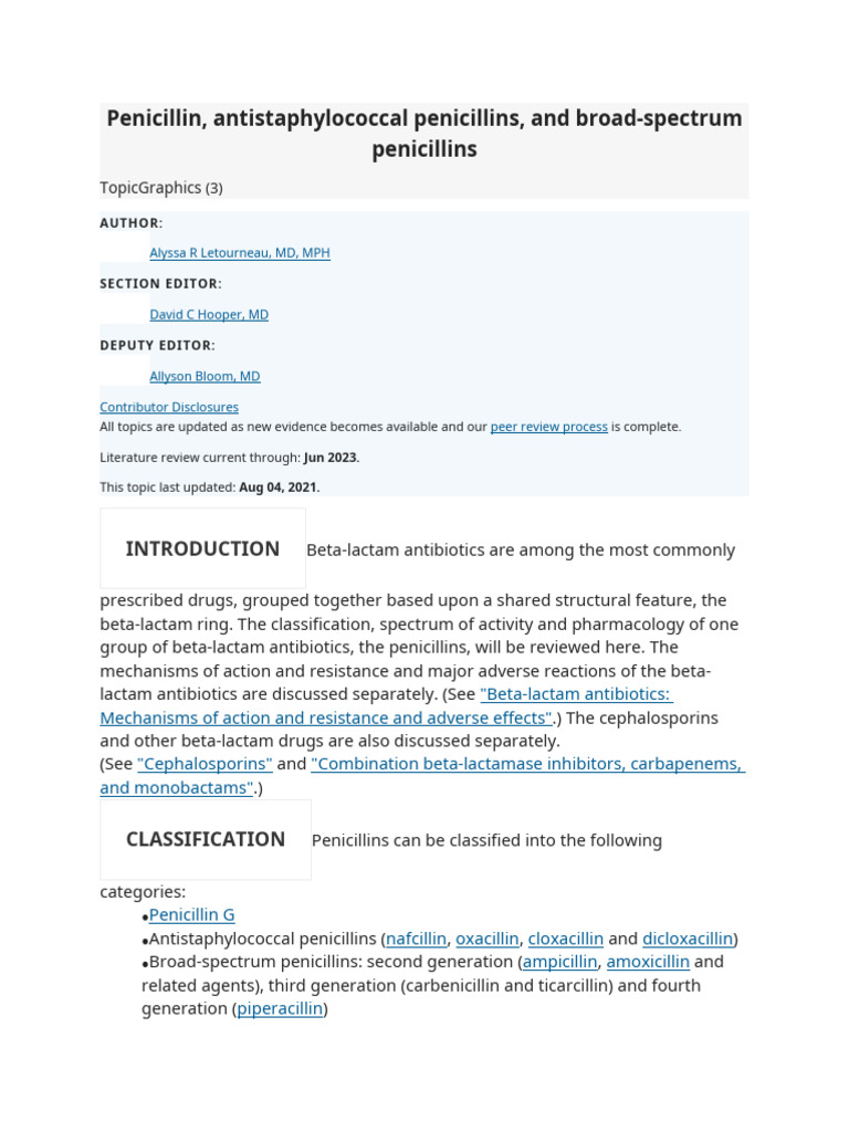 New Pharm - Antibiotics - PCN Overview | PDF | Penicillin | Beta Lactamase