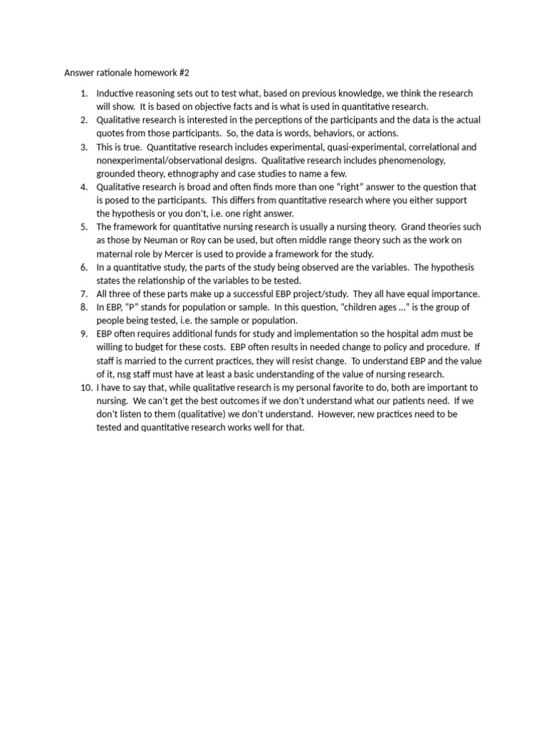 Answer Rationale HW N2 | PDF