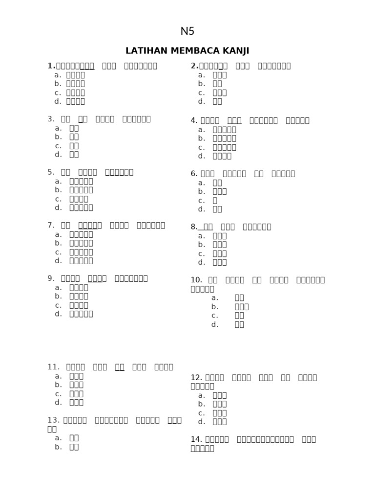 Latihan JLPT N5 | PDF