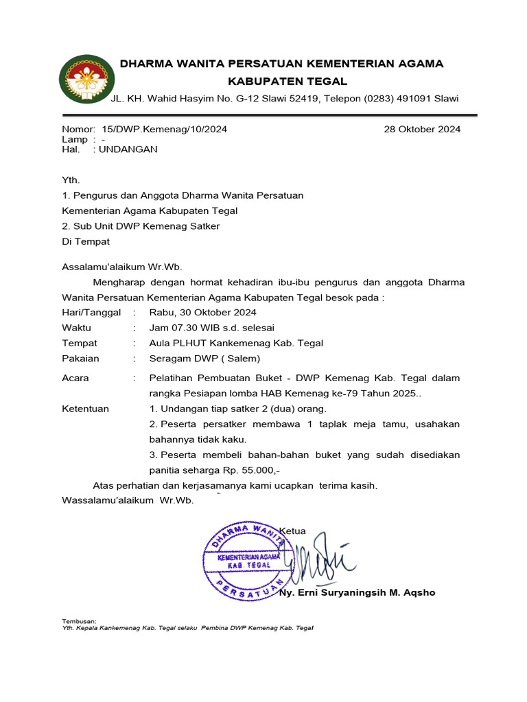 Surat Undangan Dharma Wanita | PDF