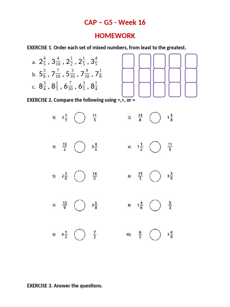 Grade 5 Math Homework Exercises | PDF | Teaching Methods & Materials ...