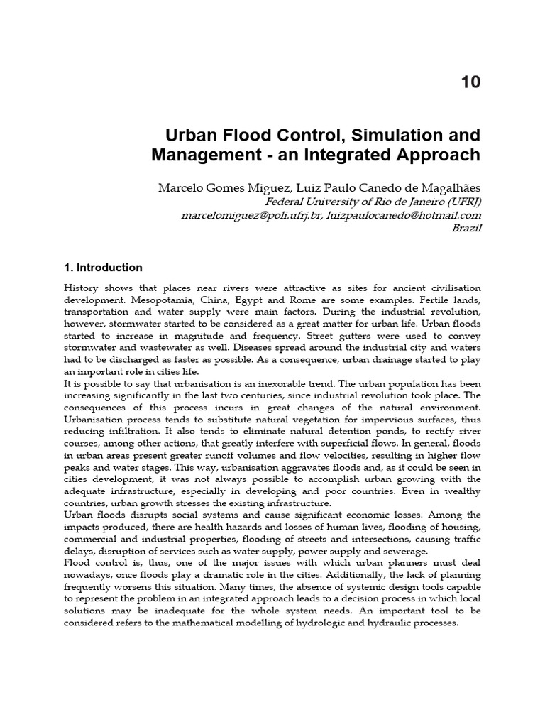 Urban Flood Control, Simulation and Management - An Integrated Approach ...