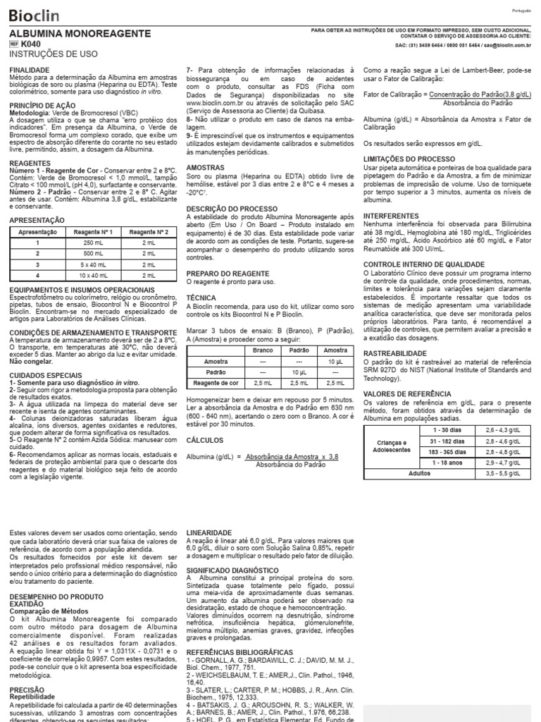 Albumina Monoreagente Trilingue Jul 2024 | PDF