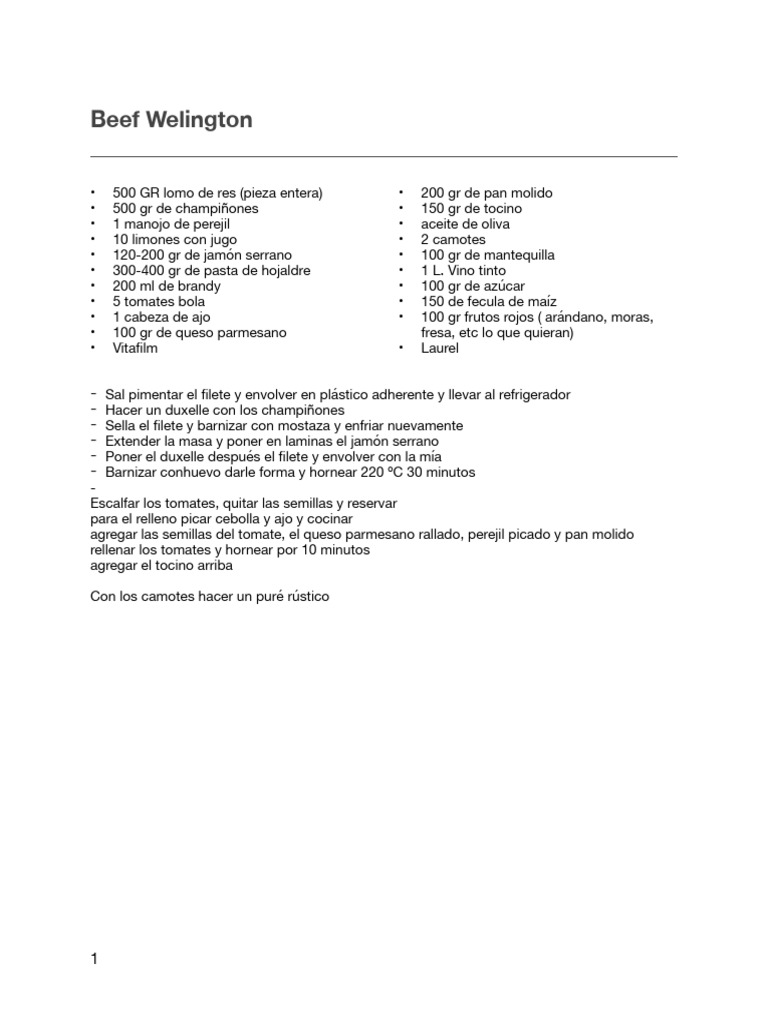 Beef Wellington | PDF | Alimentos | Cocina