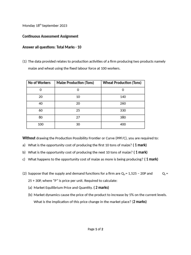 CA Test 1 September 2023 | PDF