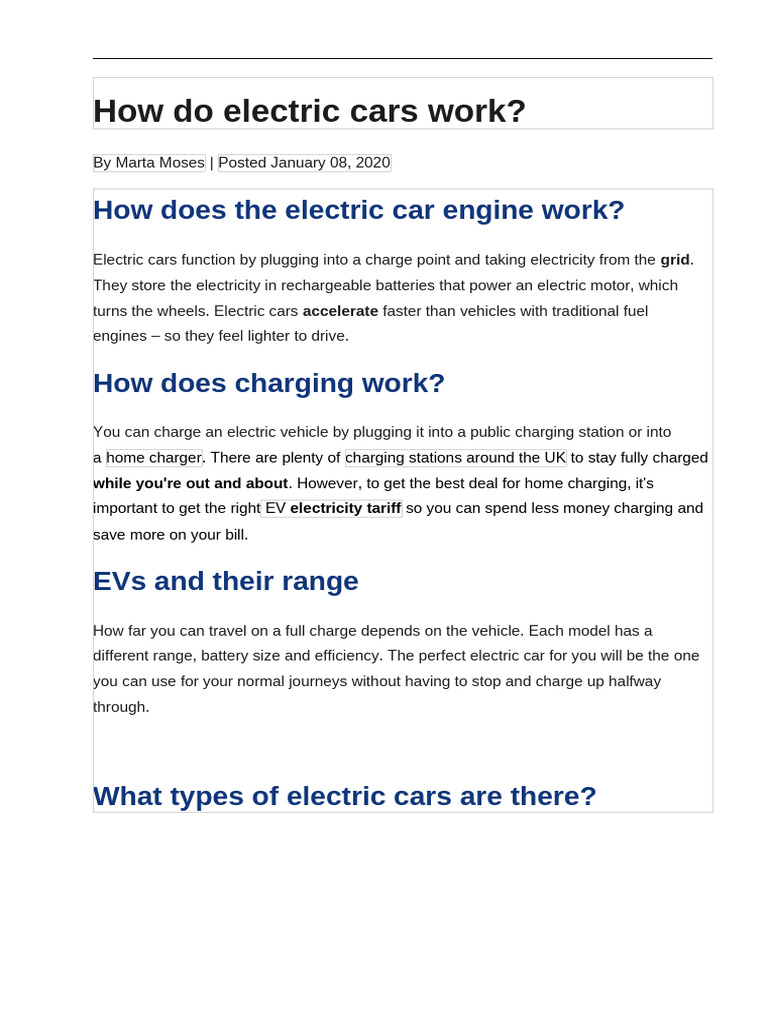 Understanding Electric Car Functionality | PDF | Electric Vehicle ...