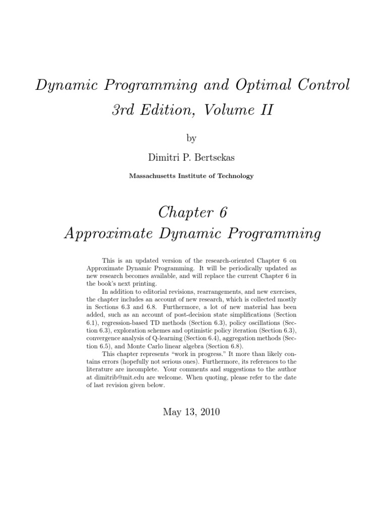 Dynamic Programming and Optimal Control | PDF | Basis (Linear Algebra) | Linear Subspace
