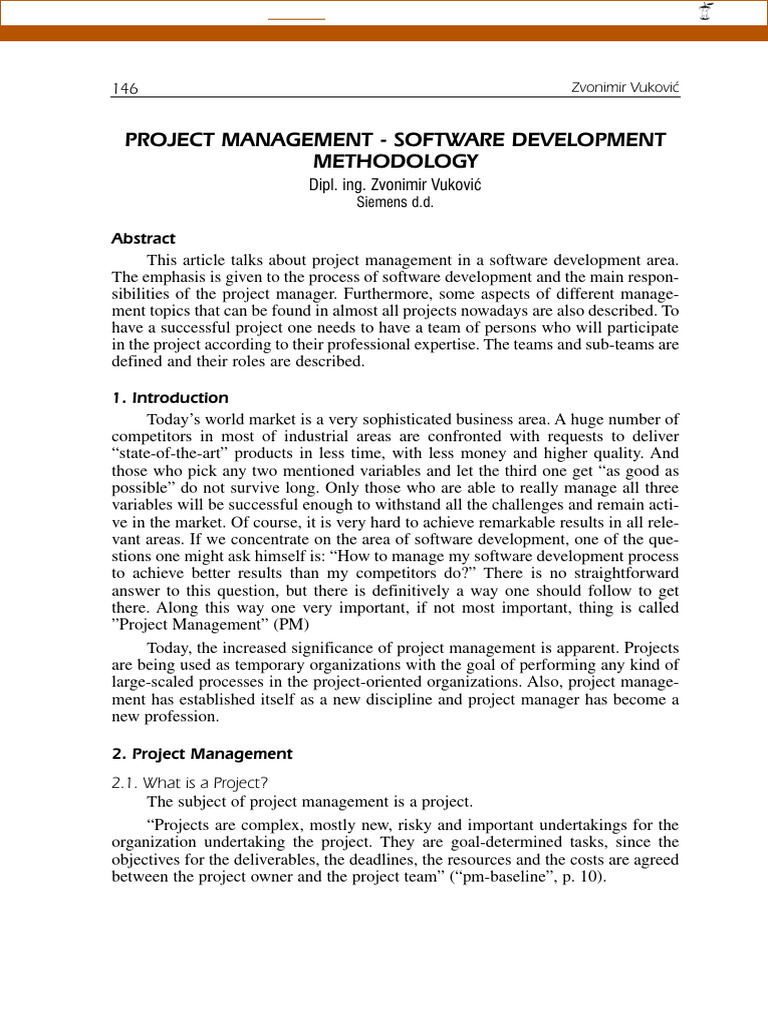 Project Management - Software Development Methodology | PDF | Project Management | Risk