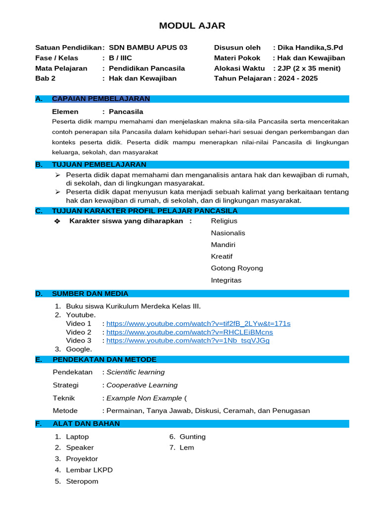 Modul Ajar Supervisi TGL 25 Okt 2024 | PDF | Karier & Perkembangan