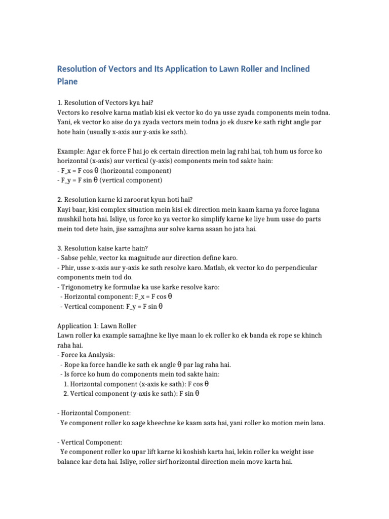 Resolution of Vectors Hinglish | PDF | Force | Elementary Geometry