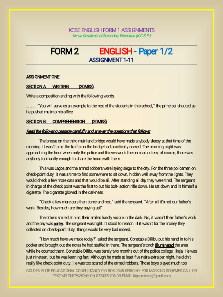 Eng f2 Assignment | PDF