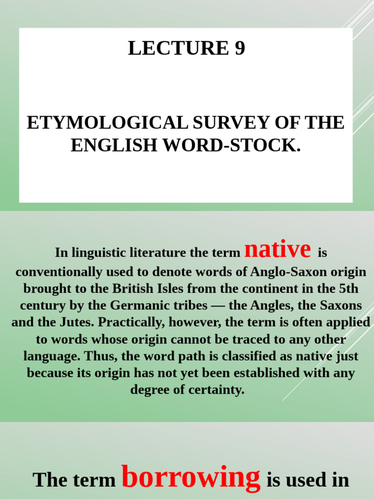 Lexicology. Lecture 9 | PDF | Word | Lexicology