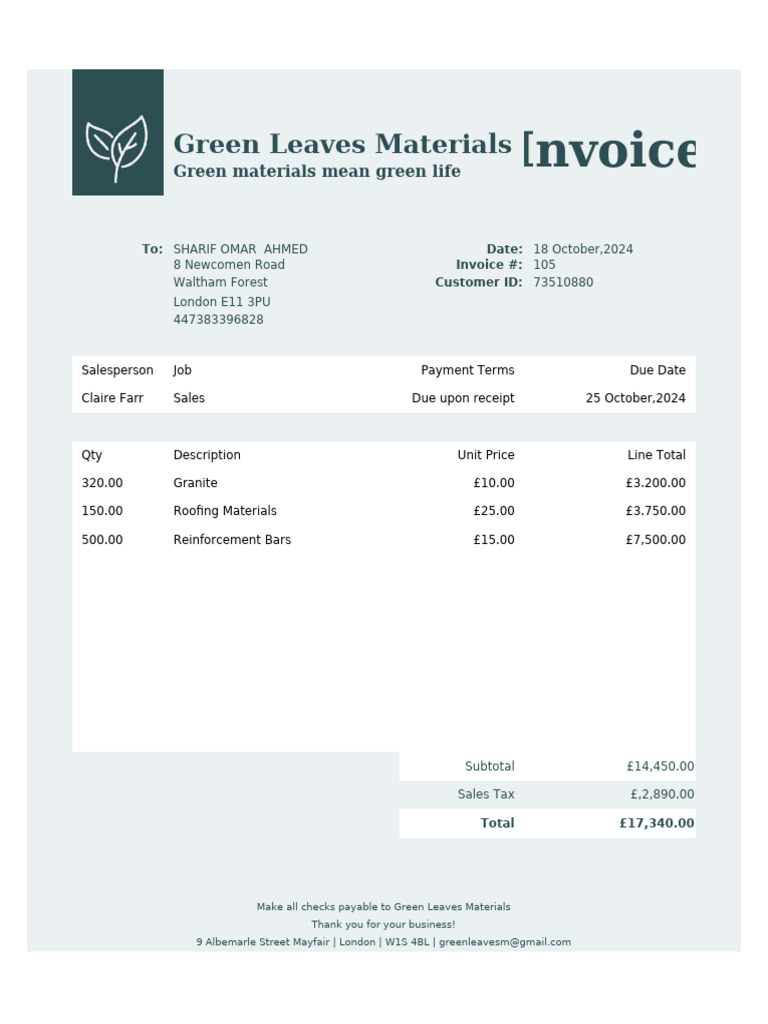 Service Invoice Simple Lines Design Worksheet | PDF