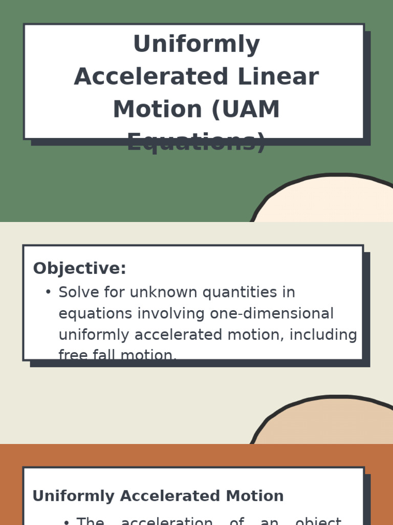 Uniformly Accelerated Linear Motion | PDF | Acceleration | Dynamics (Mechanics)
