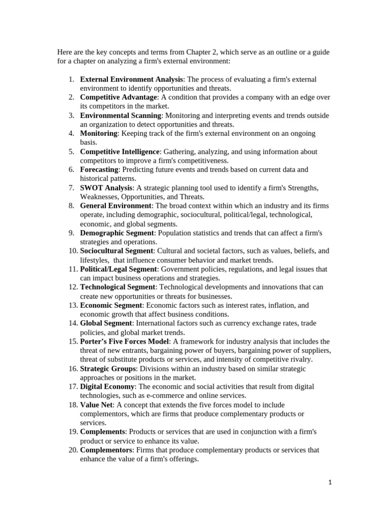 Ch. 2 - Key Concepts and Terms (External Environment) | PDF | Economies | Business