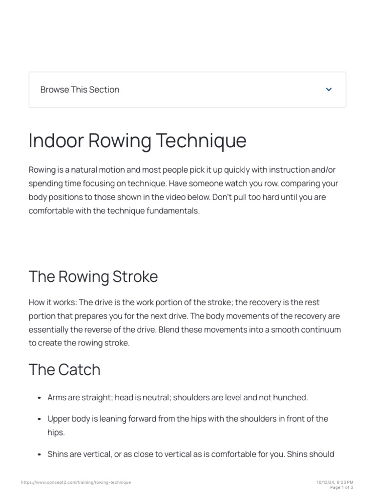 Indoor Rowing Technique On The Concept2 RowErg | PDF | Career & Growth ...