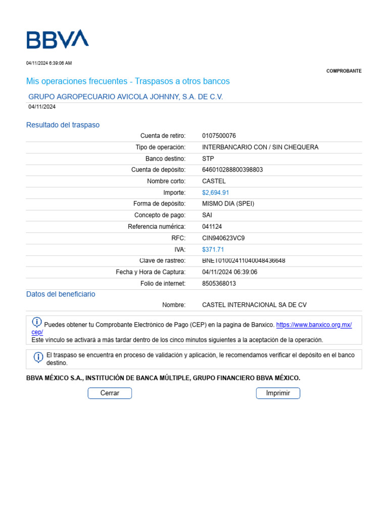 BBVA - pdf-2694.91 Nov | PDF | Negocios | Derecho