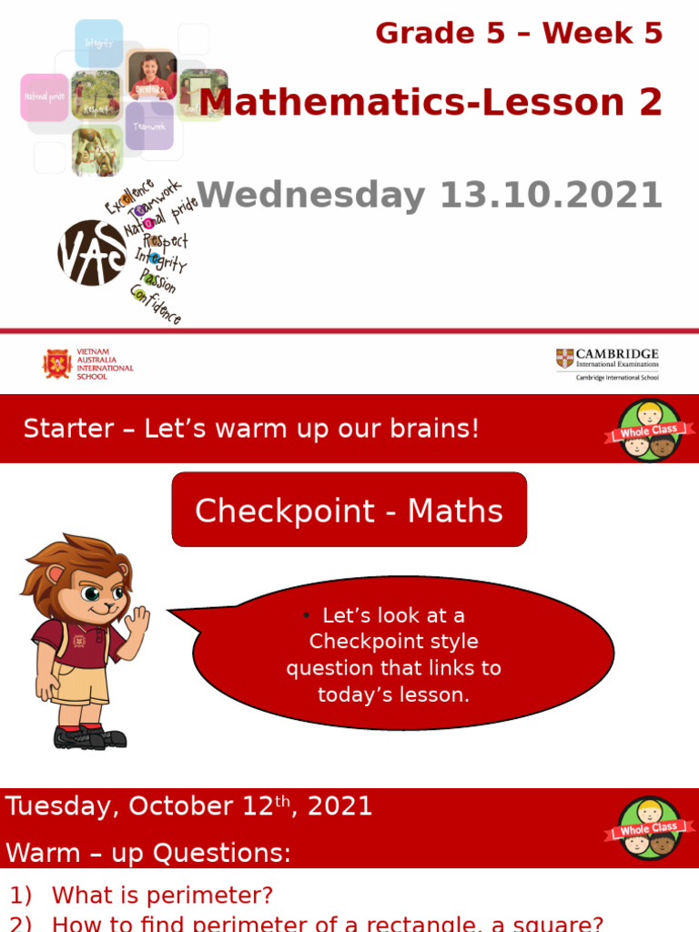 CAP G5 W8 Maths - L2 Perimeter of Rectilinear Shapes | PDF | Length | Geometry