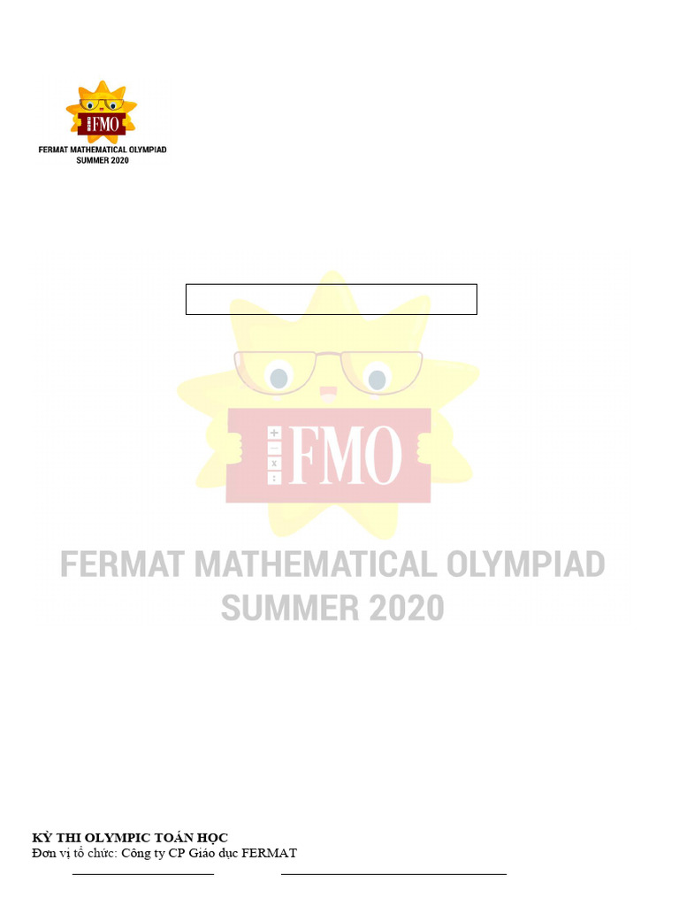 FMO 2020 Math Olympiad Test | PDF | Rectangle | Geometry