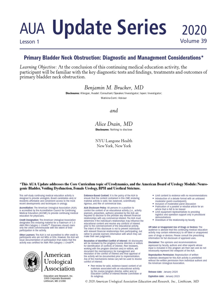 Aua 2020 | PDF | Urination | Urinary Incontinence