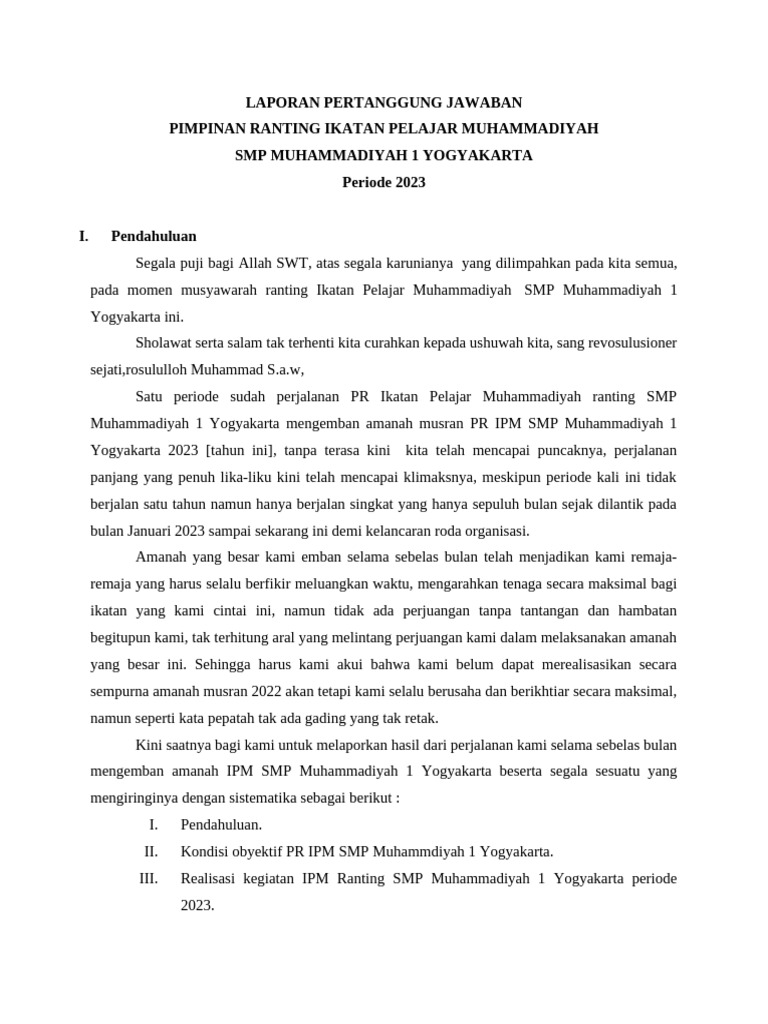 LAPORAN PERTANGGUNG JAWABAN Ipm | PDF