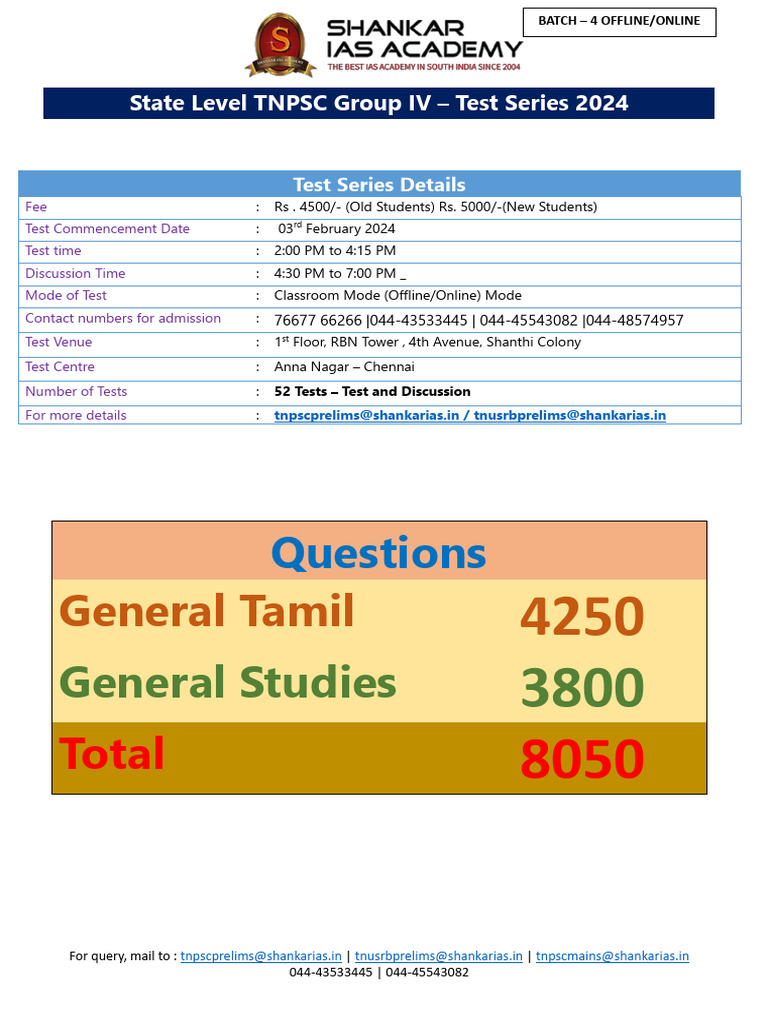Group IV - Test Series - Batch 4 | PDF