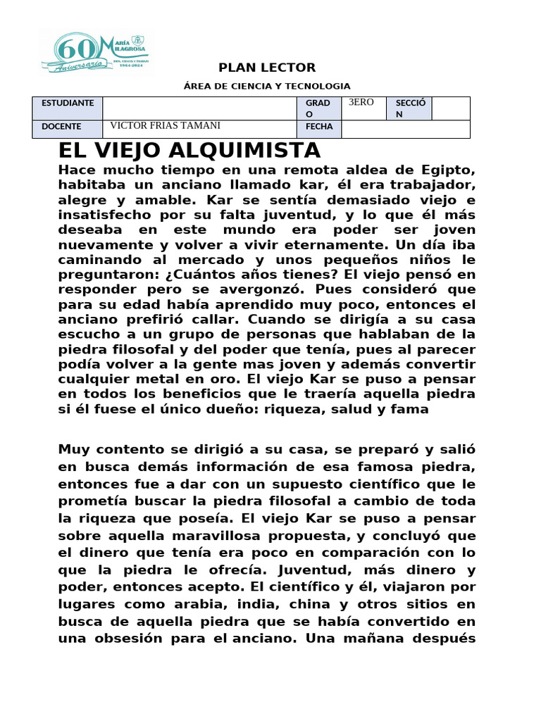 Plan Lector 2024 Cyt 3ero IV | PDF