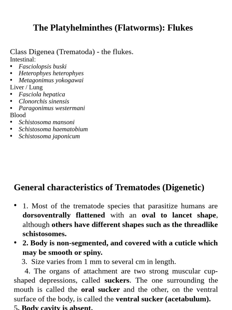 The Platyhelminthes (Flatworms) MR O.B | PDF | Medical Specialties