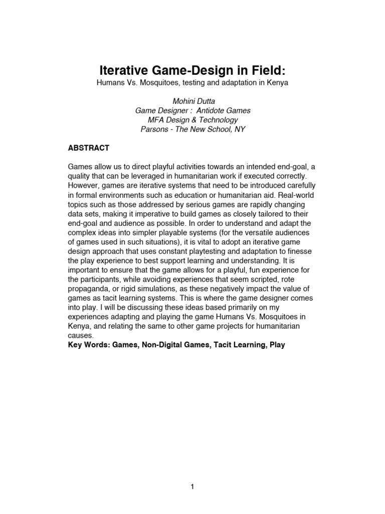 Iterative Game Design in Kenya For HVM With CDKN and START ...