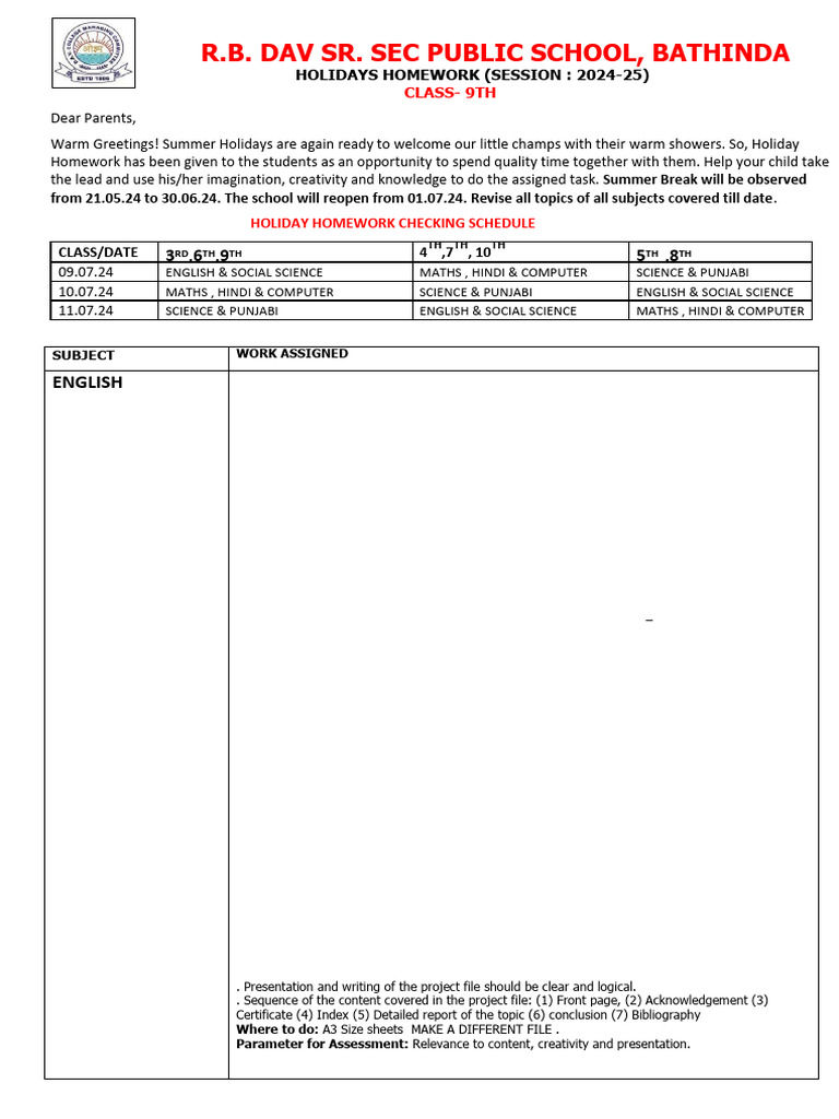 Class Ix HHW (Session 2024-25) | PDF | Triangle | Area