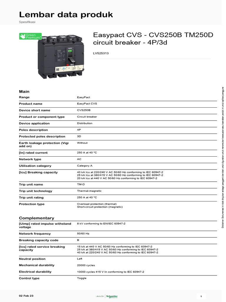 EasyPact CVS - MCCB - LV525313 | PDF | Alternating Current | Electrical ...