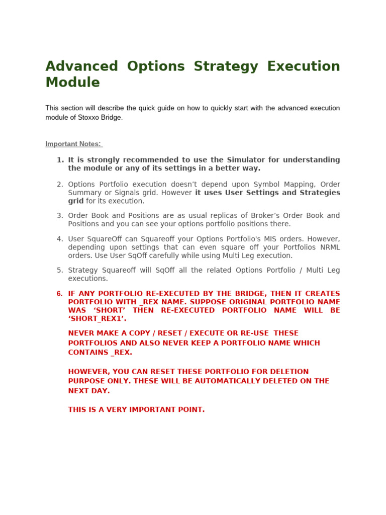 Stoxxo Advanced Options Execution Guide | PDF | Greeks (Finance ...