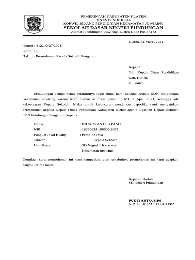 Surat Permohonan Mengampu KS | PDF