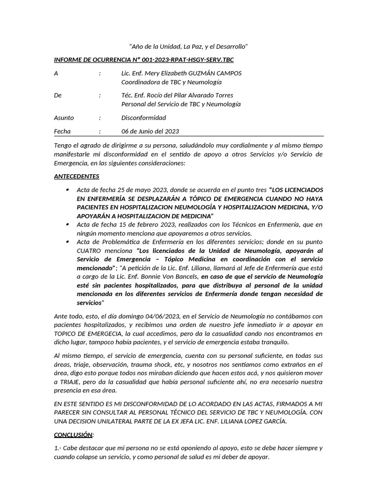 Disconformidad en Apoyo a Emergencias TBC | PDF | Ciencias sociales